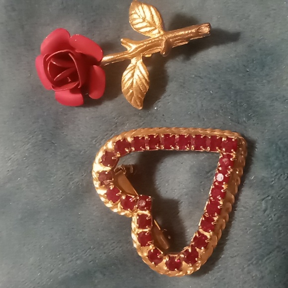 Vintage | Jewelry | Vintage Broach Or Lapel Pins Ruby Rhinestones Red ...